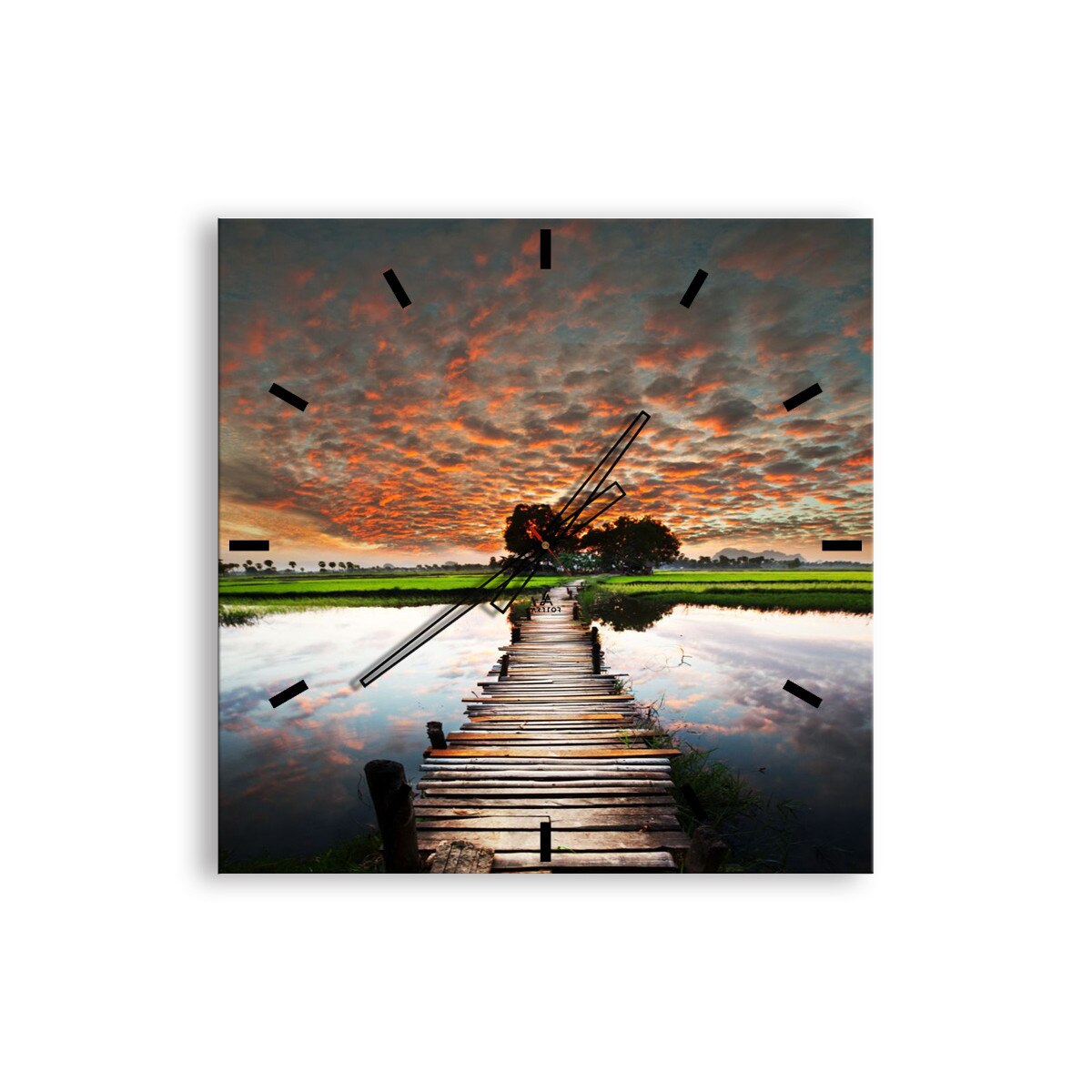 Ceas de perete din sticla 60x60 cm, Pod Peste Rau, C3AC60x60-2132 - eMAG.ro