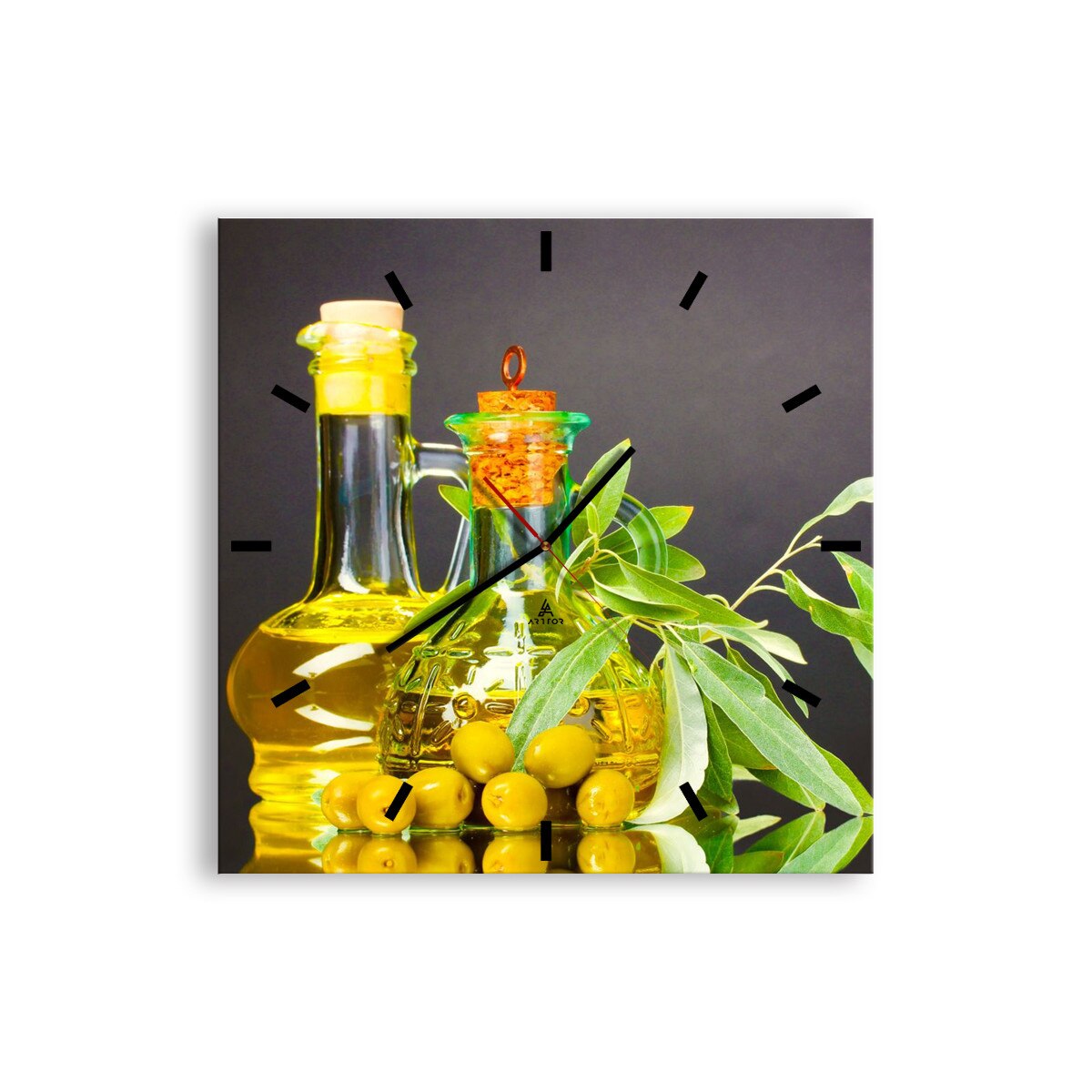 Ceas de perete din sticla 50x50 cm, Ulei De Masline, C3AC50x50-2168 ...