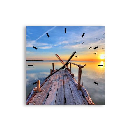 Ceas de perete din sticla 40x40 cm, Pontonul si Marea, C3AC40x40-2402 ...