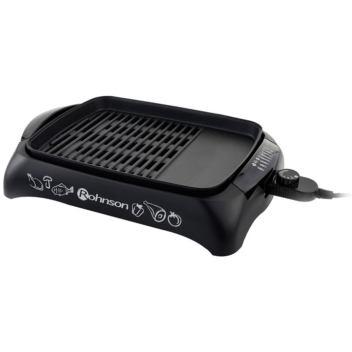 Grill electric Rohnson R250, 2000W, 3 trepte, Dual Zone, Capac Sticla ...