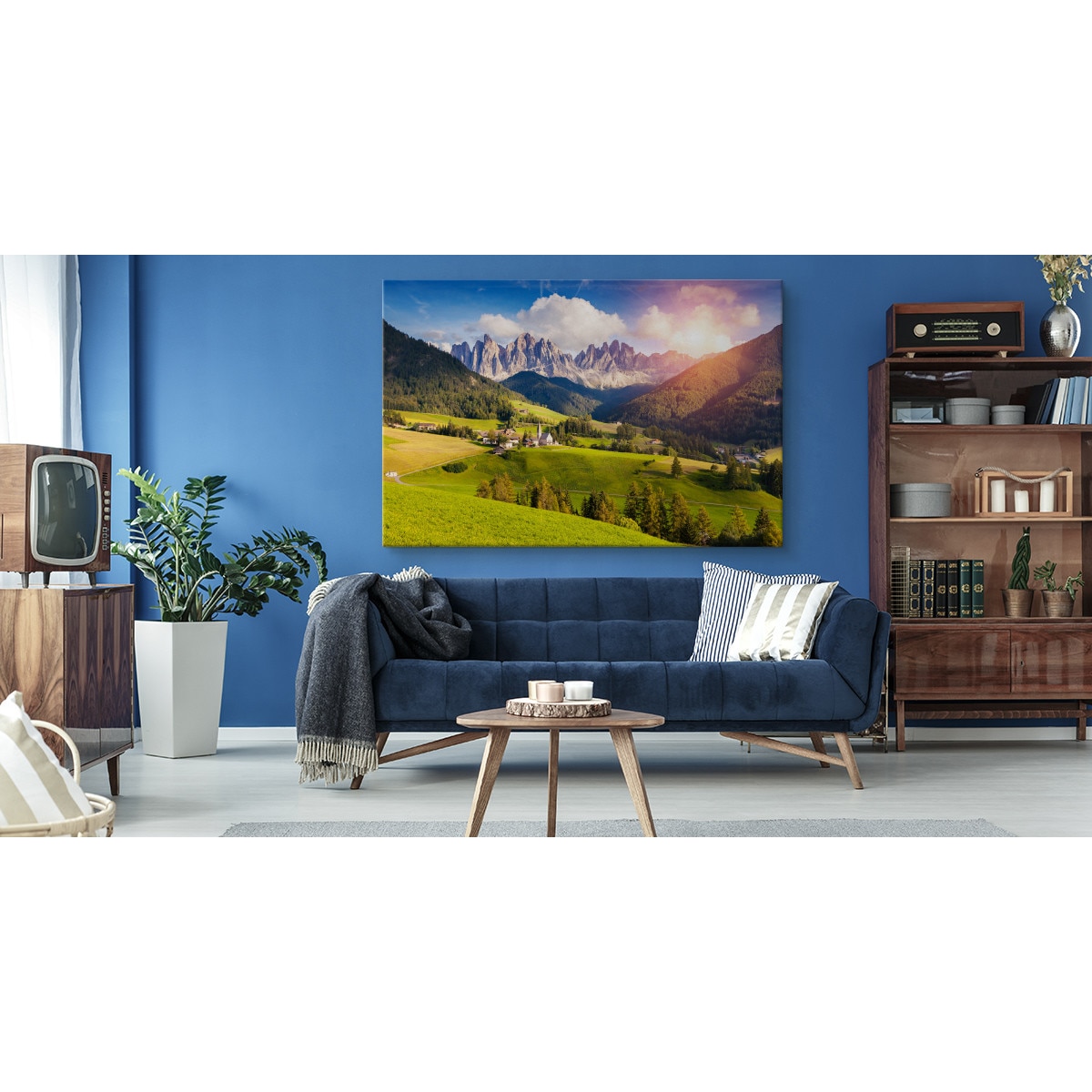 Tablou Peisaj Montan Frumos 70cm x 50cm Efect 3D, Vedere, Canvas ...