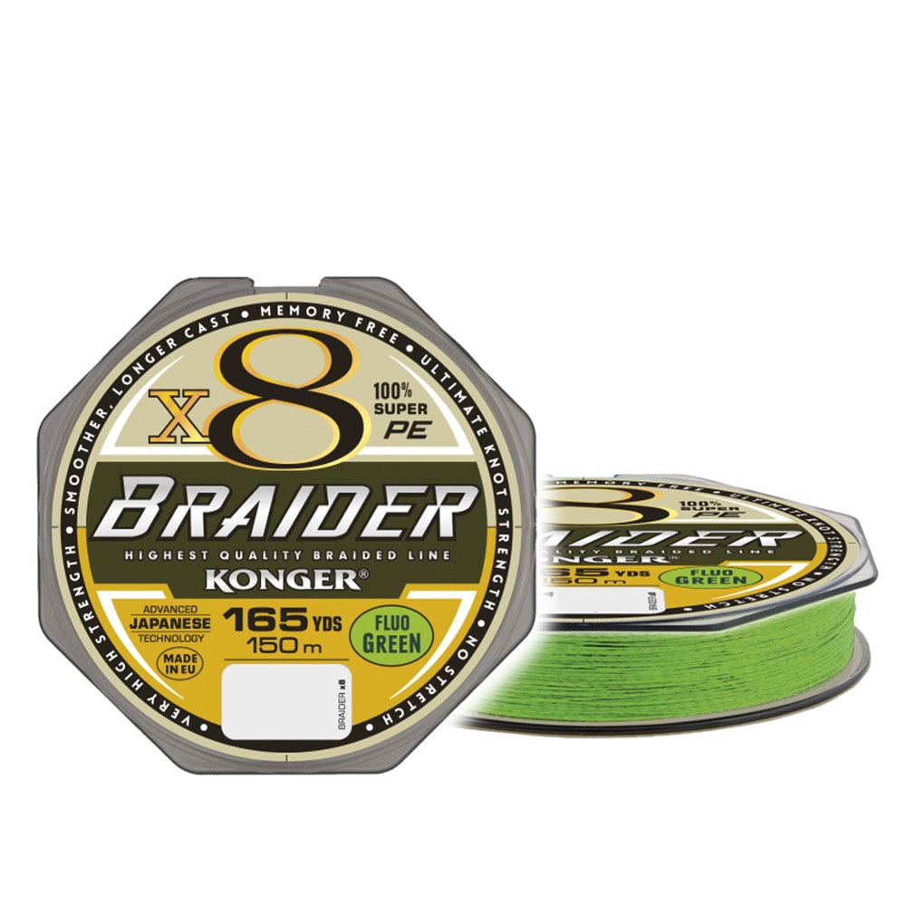 Fir textil pescuit Konger Braider X8, lime green, 150m / 0.20mm ...