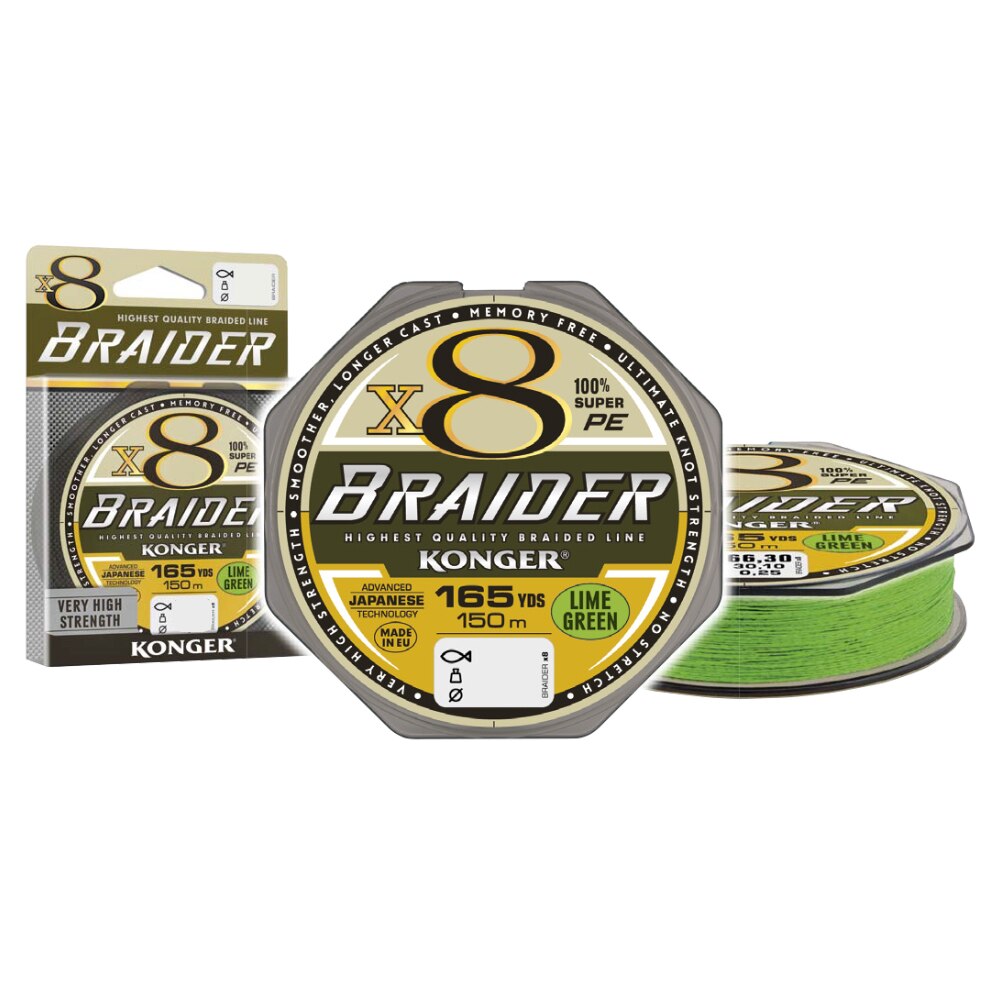 Fir textil pescuit Konger Braider X8, lime green, 150m / 0.20mm ...
