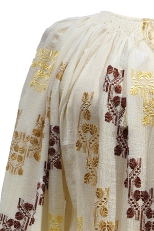 Rochie, model traditional romanesc trandafiri, 2XL, auriu - eMAG.ro