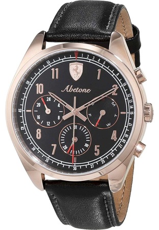 Ceas barbati, Scuderia Ferrari, Piele, 3ATM, 42mm, Negru - eMAG.ro