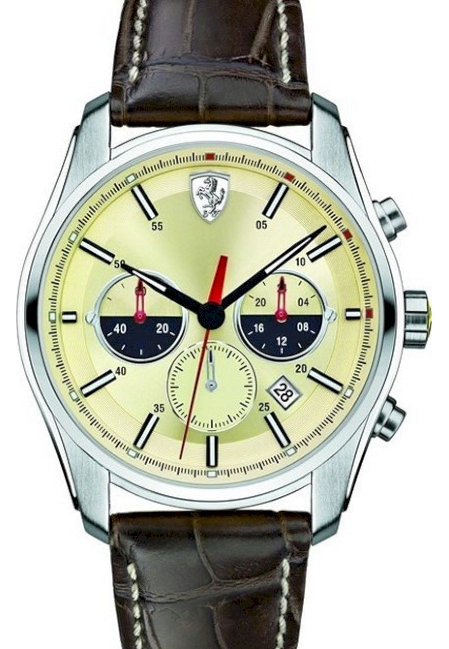 Ceas barbati, Scuderia Ferrari, Piele/Otel inoxidabil, 42mm, 5ATM ...