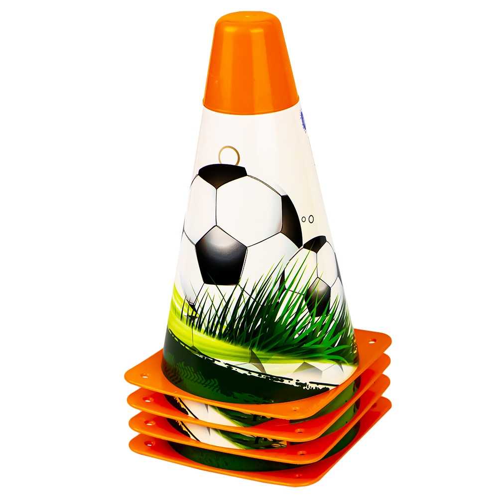 Set de antrenament cu 2 tipuri de jaloane si minge, 30x10,6x29 cm - eMAG.ro