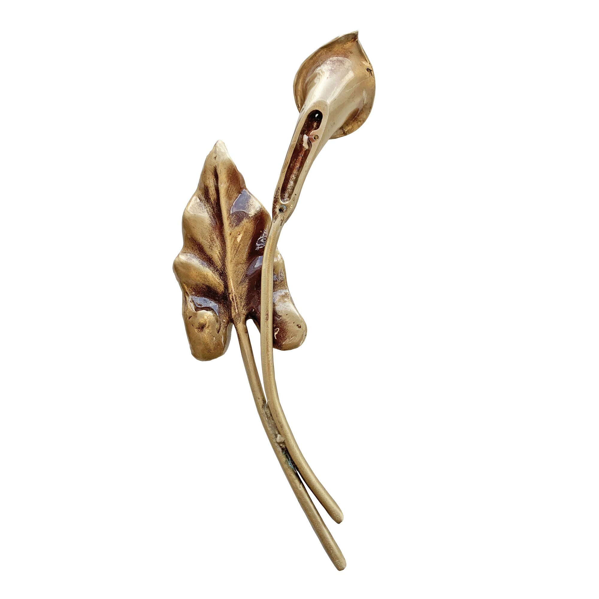 Floare cu frunza, bronz, 28x10cm, auriu antichizat, GRS-AF24 - eMAG.ro