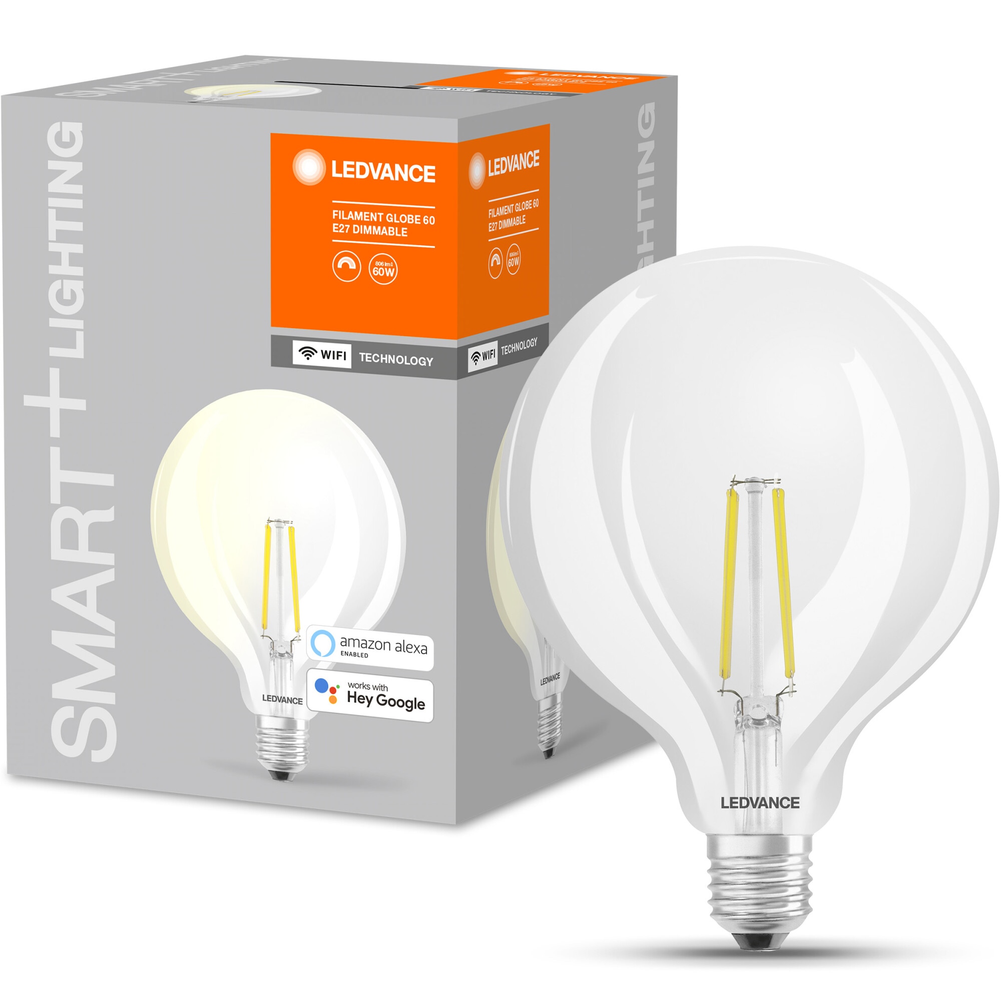 Интелигентен LED крушка Ledvance Smart+ Wi-Fi, Filament, Затъмняване, E27, 5.5W (60W), 806 ...