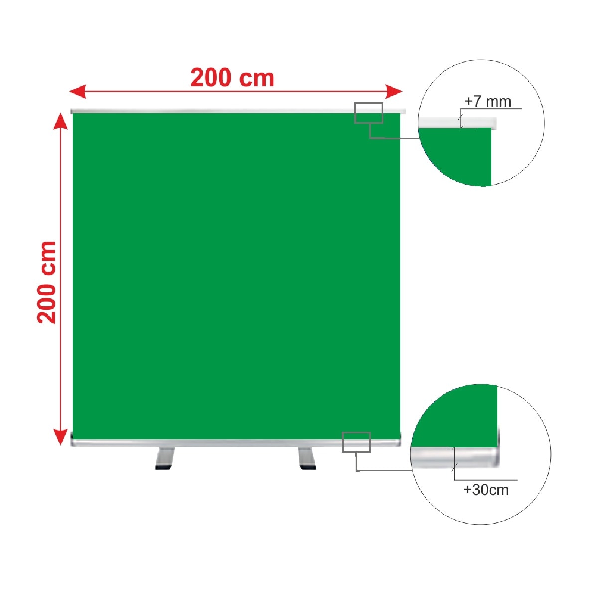 Panou studio fundal verde ( Green Screen ) Roll-up Lux 200x200 cm ...