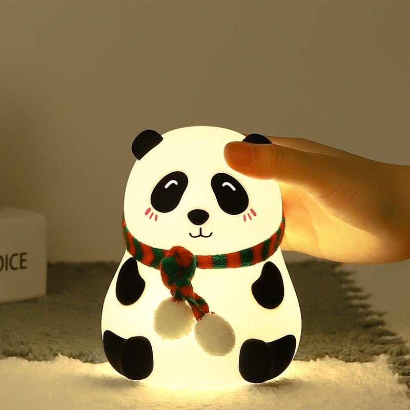 Lampa de veghe, Model panda, Reincarcare USB, Senzor tactil, Multicolor ...