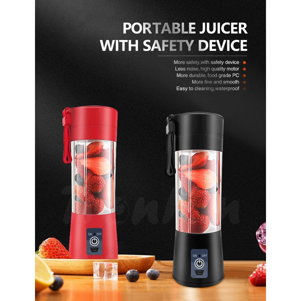 Blender Portabil, Rosu 380 ml, incarcare USB - eMAG.ro