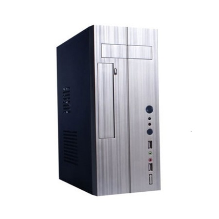 Carcasa Minitower Delux 450W microATX, silver & black - eMAG.ro
