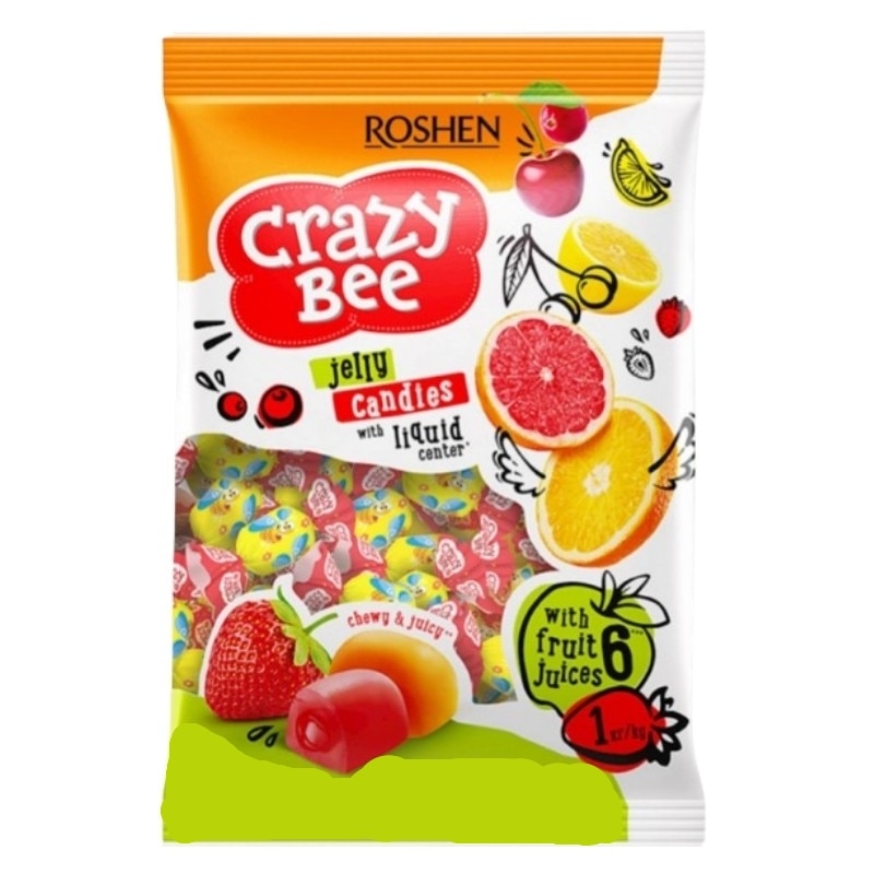 Mix Bomboane Gumate cu Umplutura de Fructe Roshen Crazy Bee Fruity, 1Kg ...