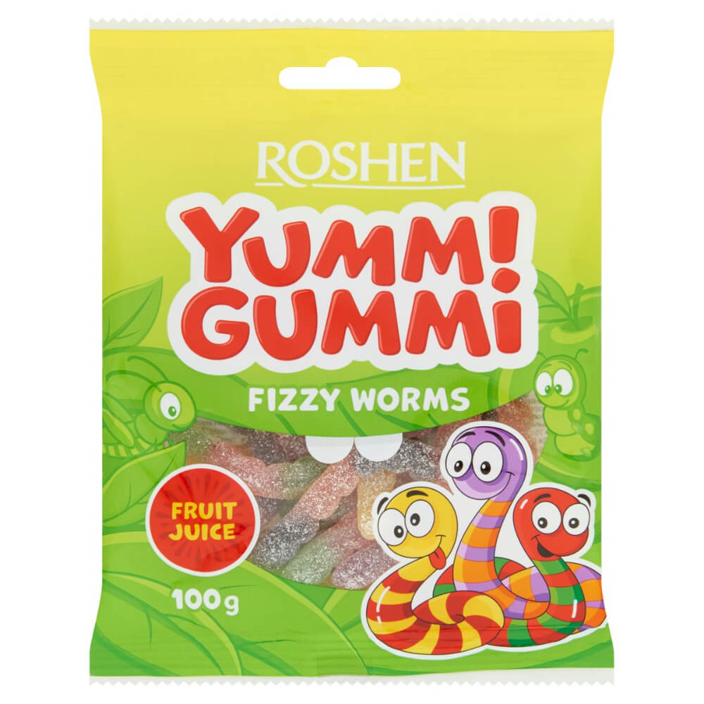 Jeleuri Roshen Yummi Gummi Fizzy Worms, 100g, Gust de Fructe - eMAG.ro