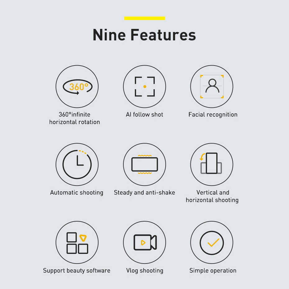 Baseus 360 AI Following Shot Tripod Head (SUYT-B02) - умна поставка за мобилни устройства, която ...