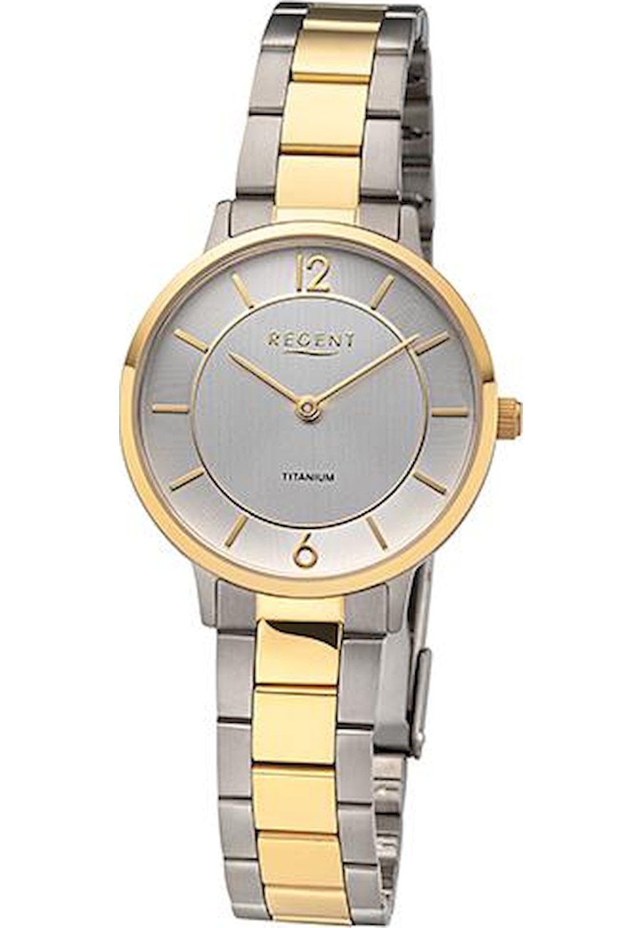 Ceas dama Regent F-1340, 3 ATM, Auriu/Argintiu - eMAG.ro
