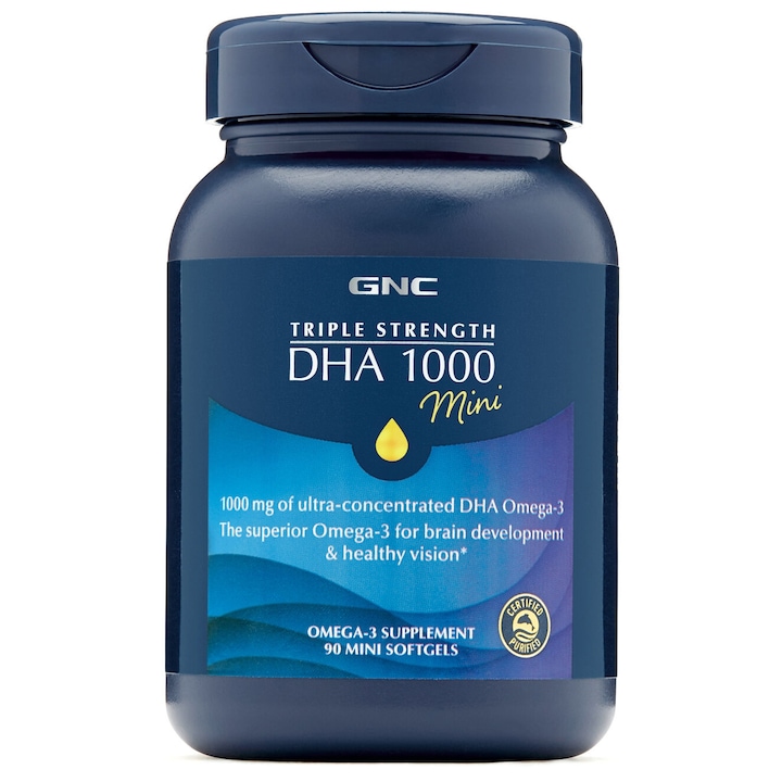 GNC Triple Strength DHA 1000 Mini, Acizii Grasi DHA Omega-3 Mini, 90 ...