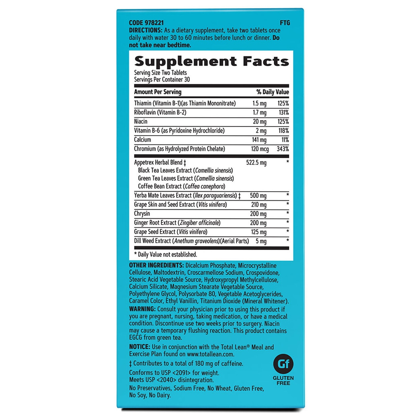 GNC Total Lean® Appetrex Control™, Formula Pentru Reducerea Apetitului ...