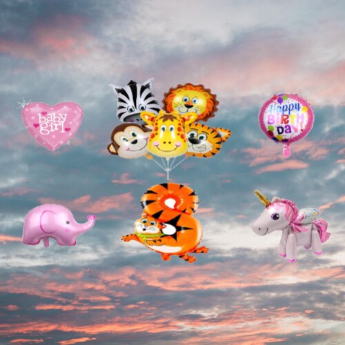 Set baloane aniversare 8ani, animale, cifra, 10buc - eMAG.ro