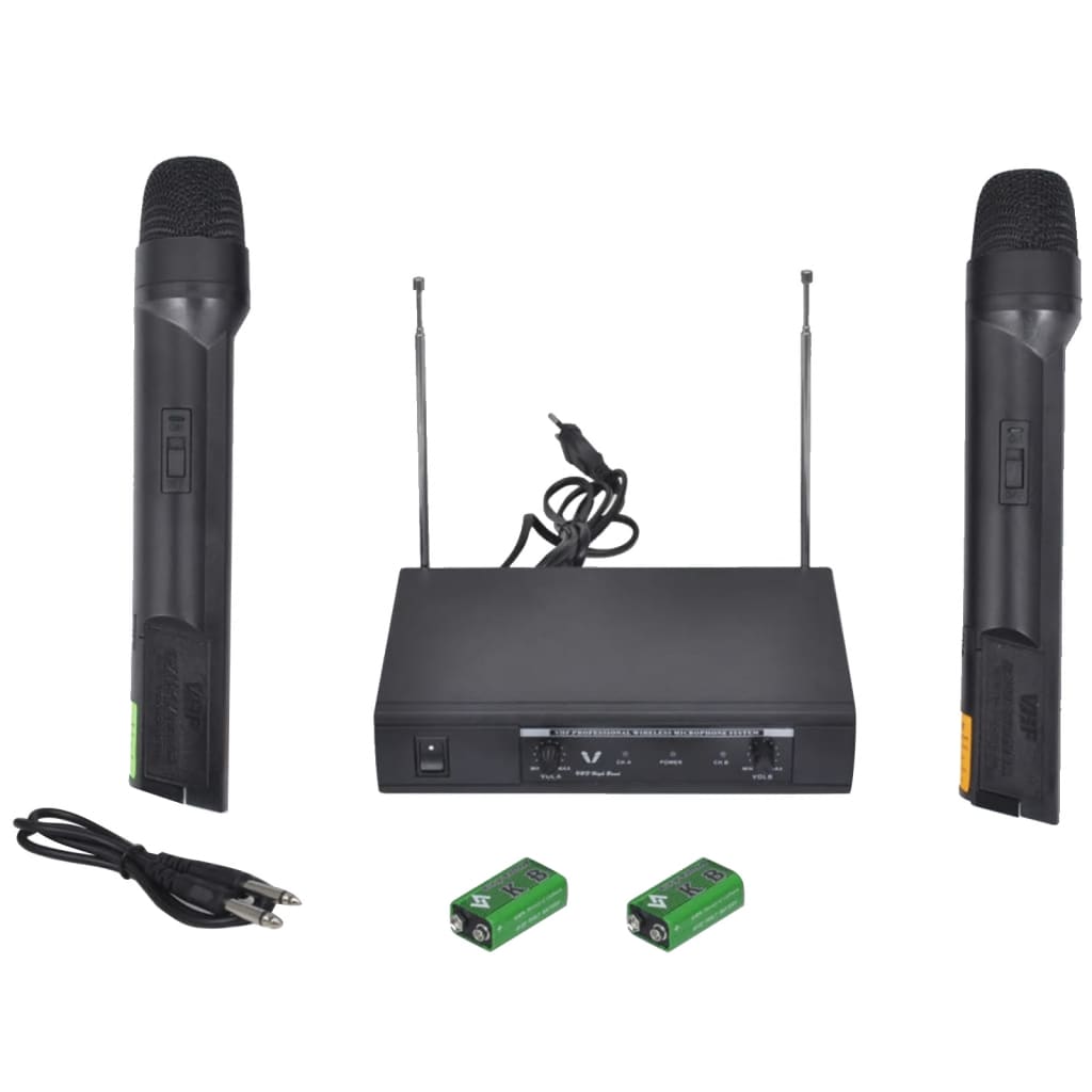 Set VHF Receiver cu 2 Microfoane Wireless fara Fir, Acoperire 50m - eMAG.ro