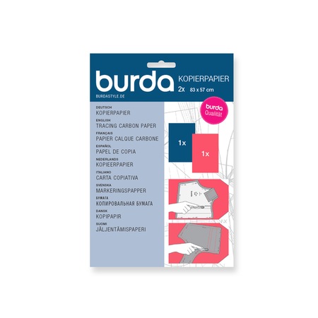 Indigo típusú nyomkövető papír modellek közvetlenül az anyagon, kék és ...