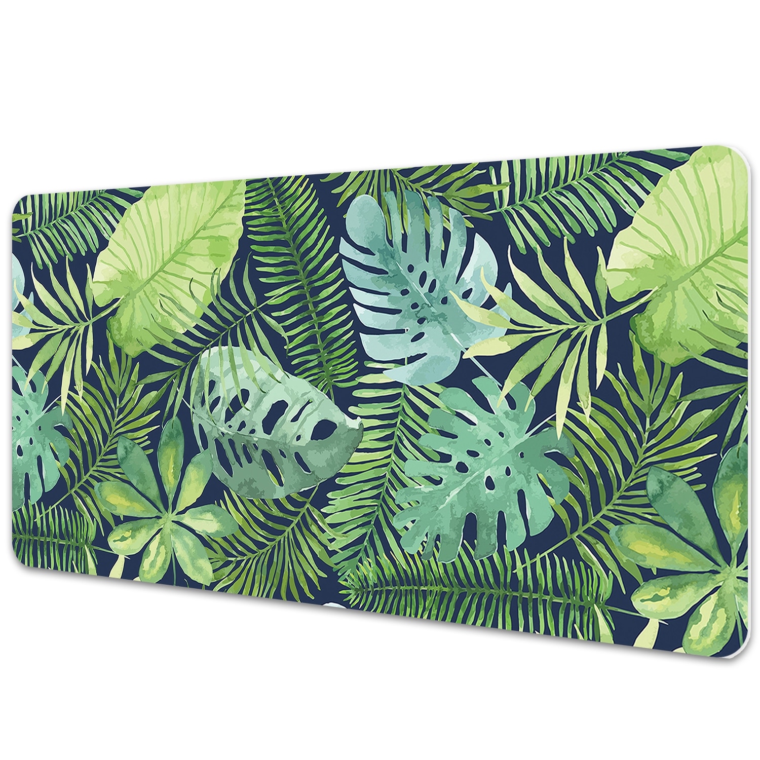 Mapa birou, protectie birou, Frunze Exotice, Verde, 90 cm x 45 cm ...