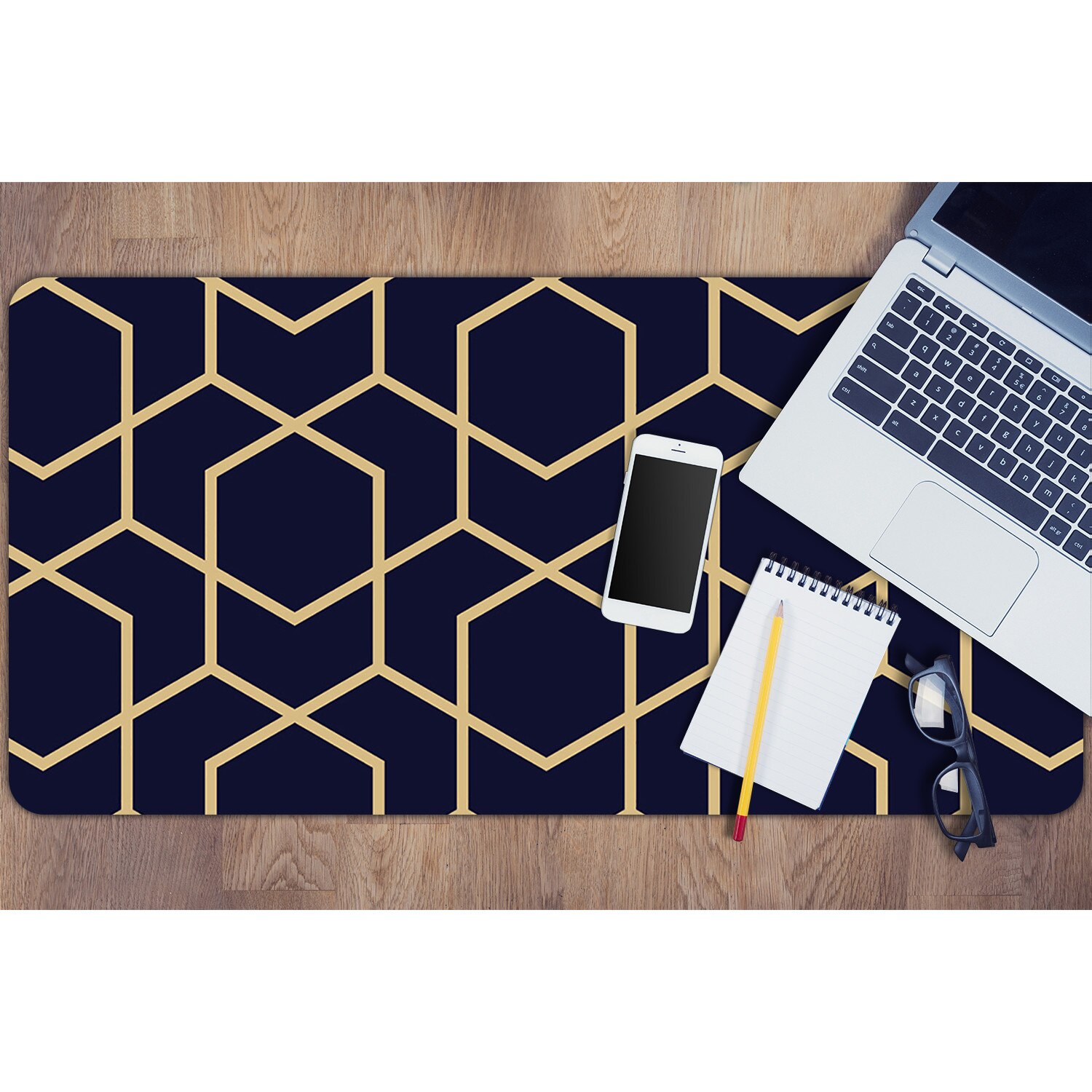 Mapa birou, protectie pentru birou, Model De Aur, Albastru, 100 cm x 50 ...