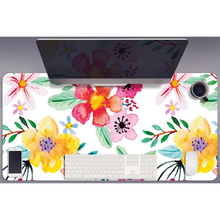 Mapa birou, din PVC, pentru protectie birou, Gradina Magica, Multicolor ...