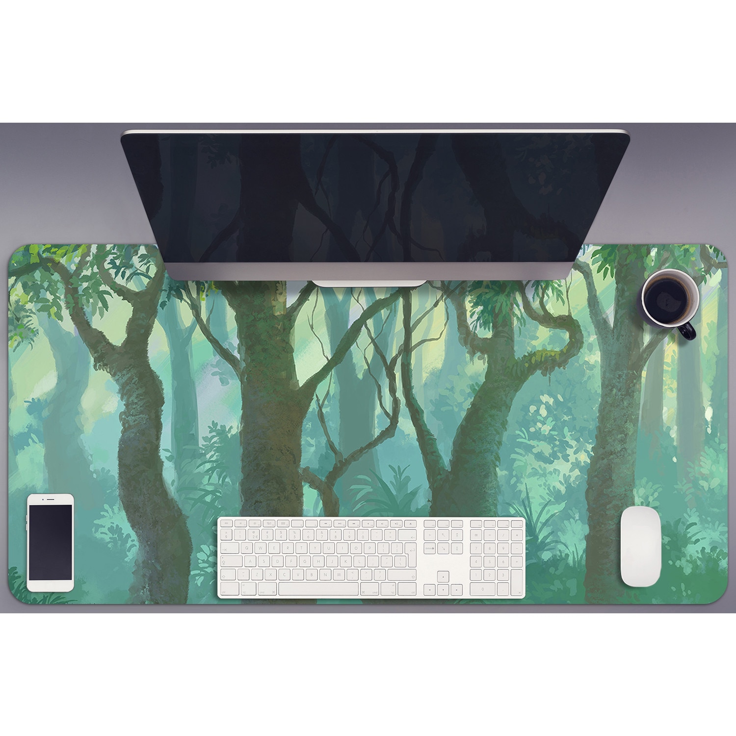 Mapa birou, protectie birou, Padure Intunecata, Verde, 90 cm x 45 cm ...