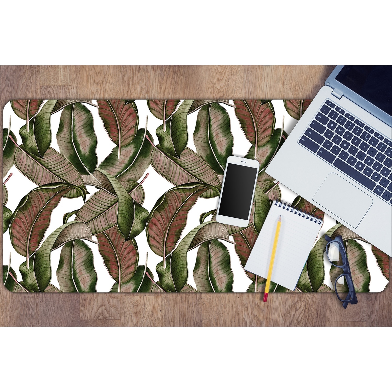 Mapa birou, din PVC, pentru protectie masa, Frunza Botanica, Maro, 90 ...