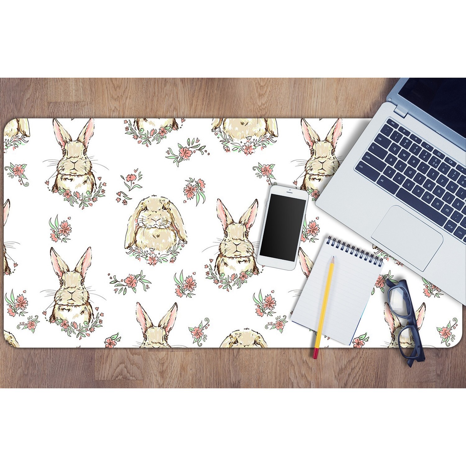 Mapa birou, din PVC, pentru protectie birou, Iepuri Maro Deschis, Bej ...