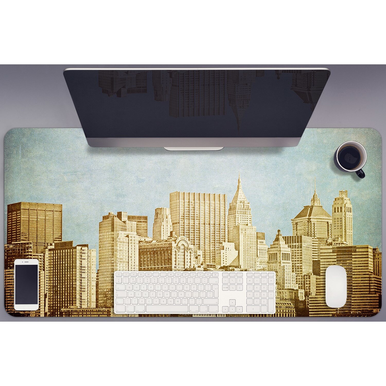 Mapa birou, protectie birou, Zgarie-Nori Din Manhattan, Aur, 100 cm x ...