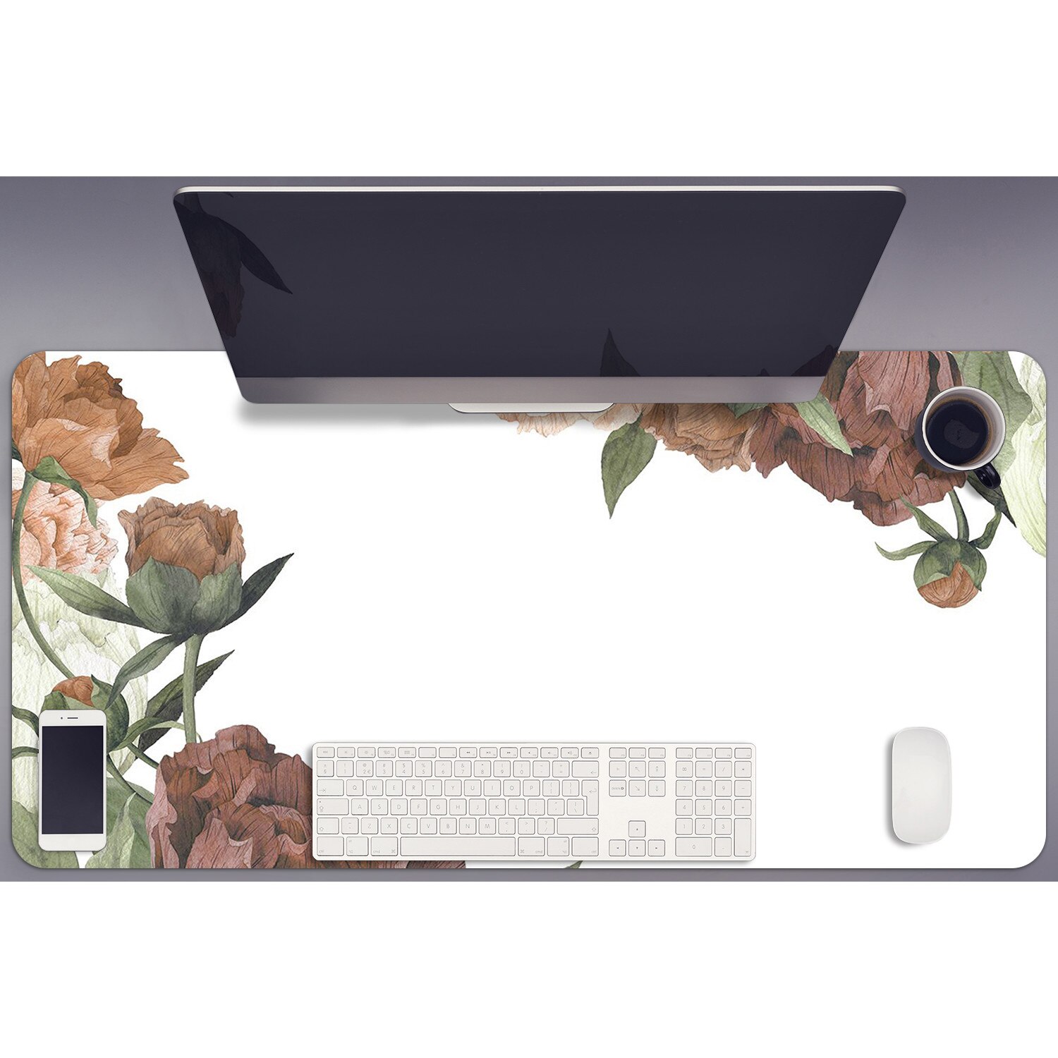 Mapa birou, din PVC, pentru protectie birou, Bujori De Epoca, Verde ...