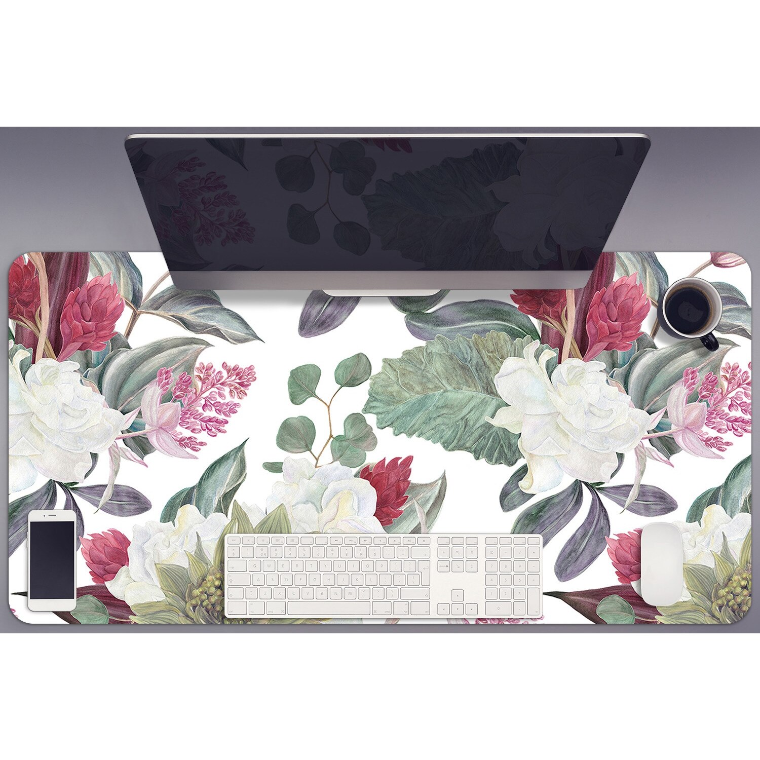 Mapa birou, protectie birou, Flori Colorate, Multicolor, 90 cm x 45 cm ...