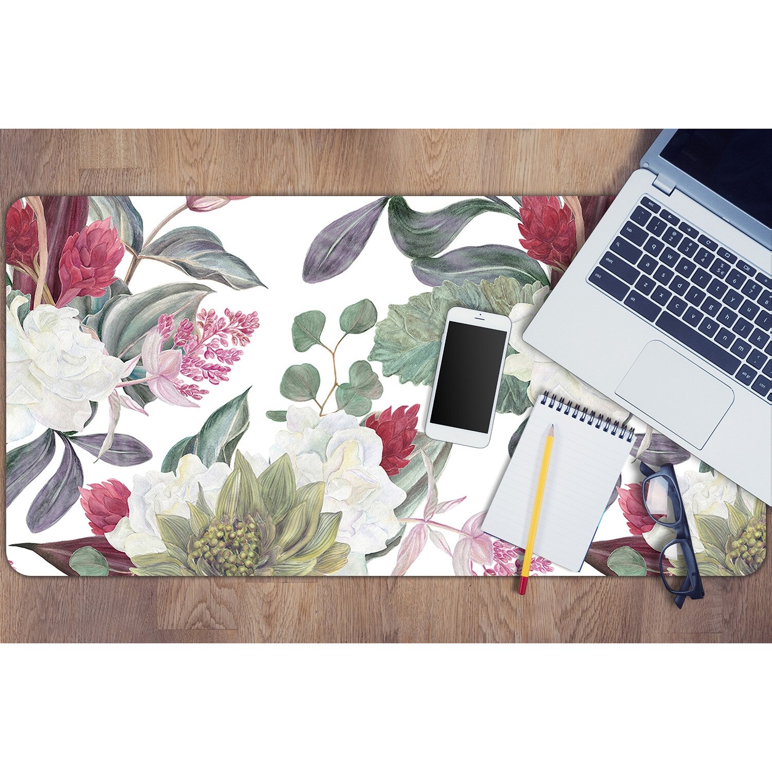 Mapa birou, protectie birou, Flori Colorate, Multicolor, 90 cm x 45 cm ...