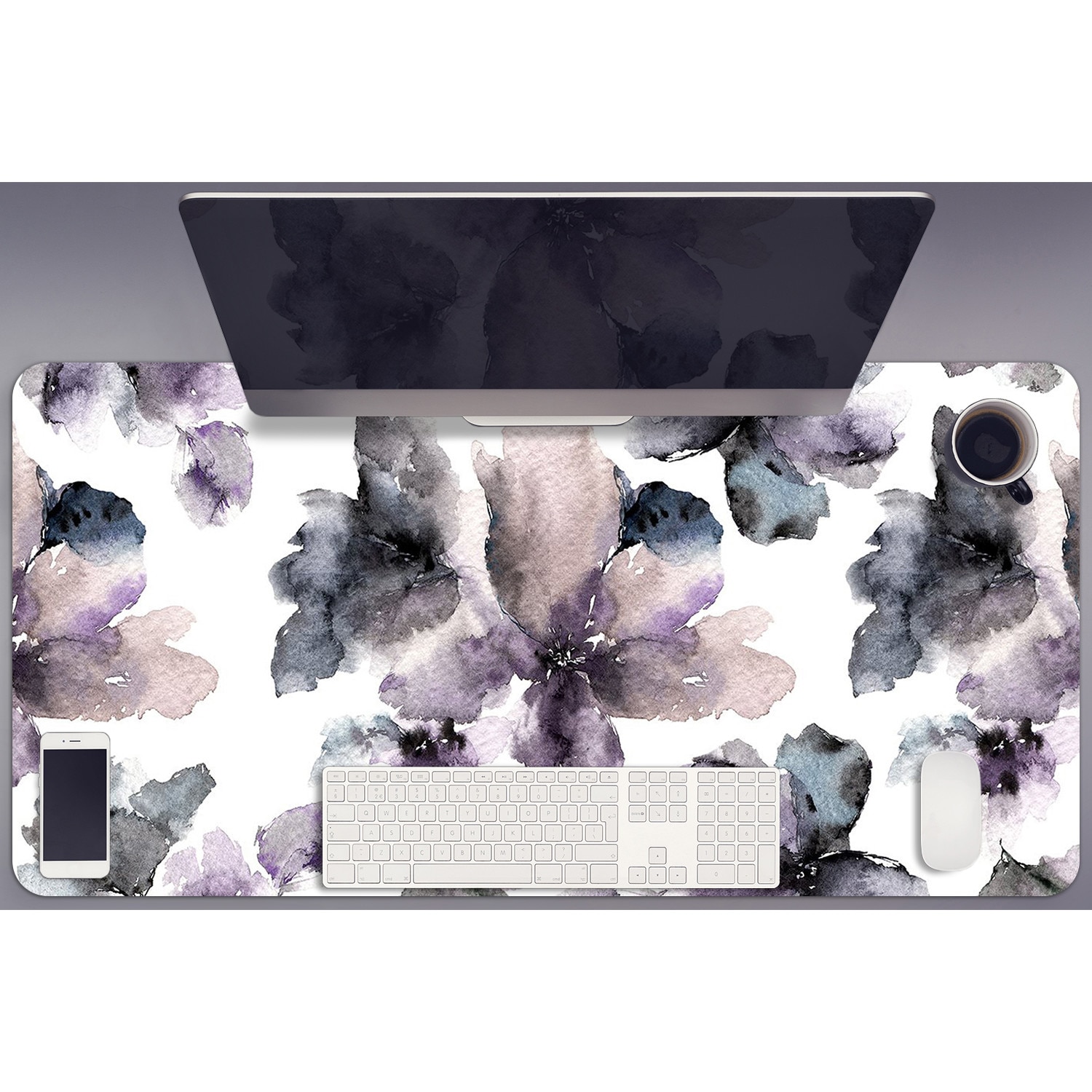 Mapa birou. protectie pentru birou. Flori Intunecate. Gri. 100 cm x 50 ...