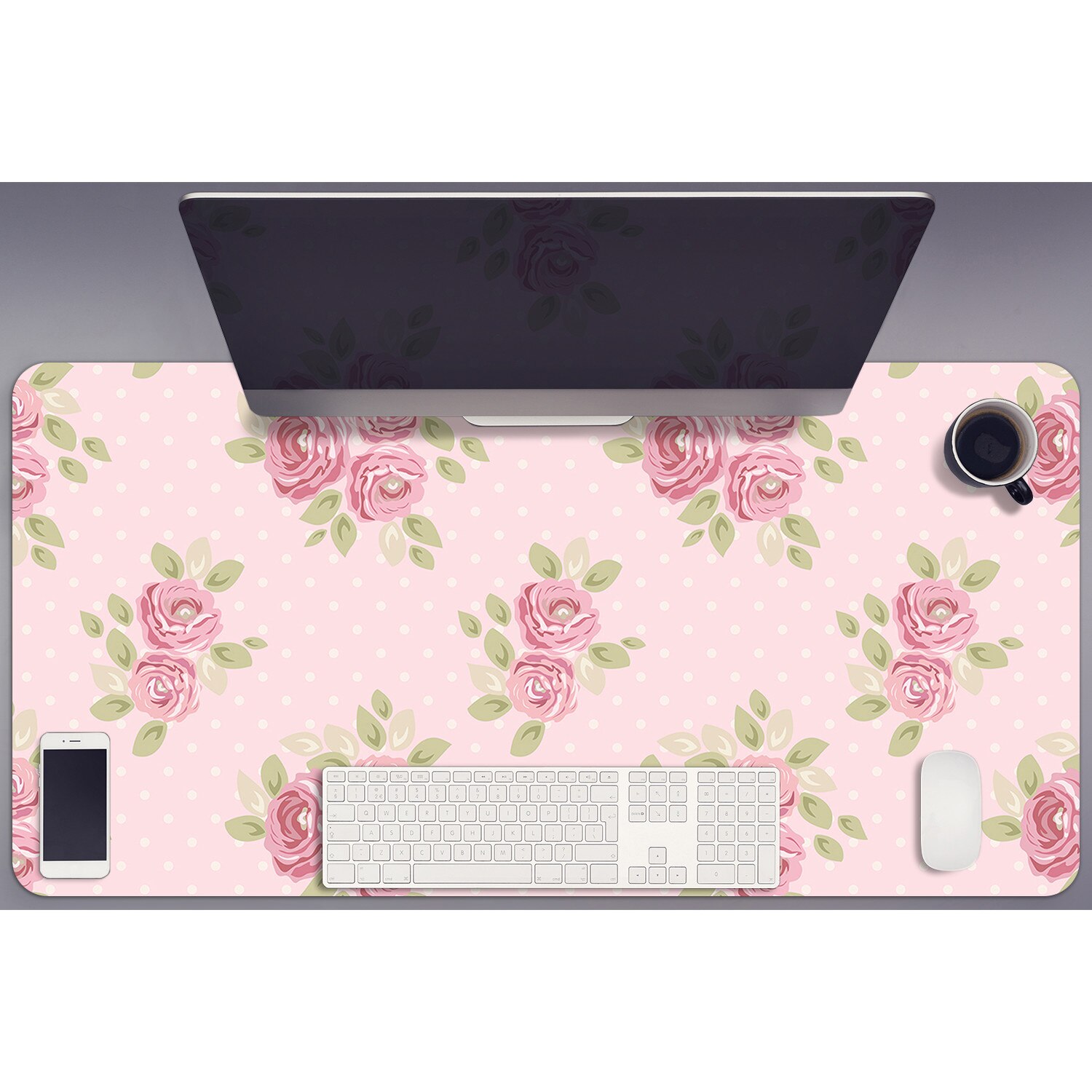 Mapa birou, protectie pentru birou, Buchet Roz, Roz, 90 cm x 45 cm ...