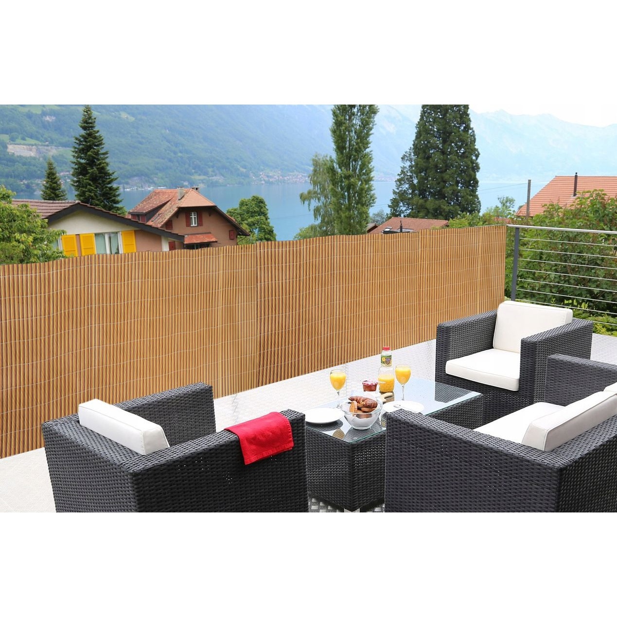 Paravan terasa, balcon, PVC, stil Bambus, 90x400cm - eMAG.ro