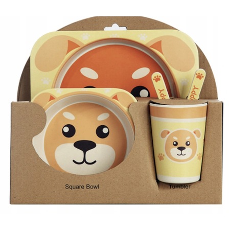 Gyerek étkészlet gyerekeknek, bambusz, 5 db, Kutyás minta - eMAG.hu