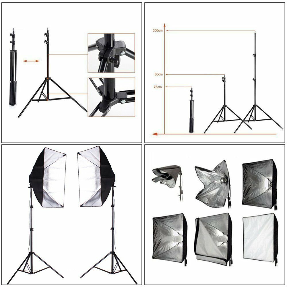 Set lumini pentru studio, Cu softbox, 4 fundaluri, reflectoare si ...