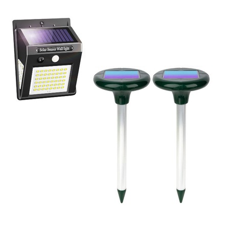 Set de 2 aparate solare ultrasonice contra rozatoare si lampa solara de ...