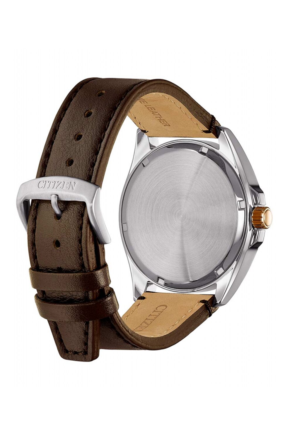 Citizen, Часовник с кожена каишка и индикатор за батерията, Кафяв - eMAG.bg