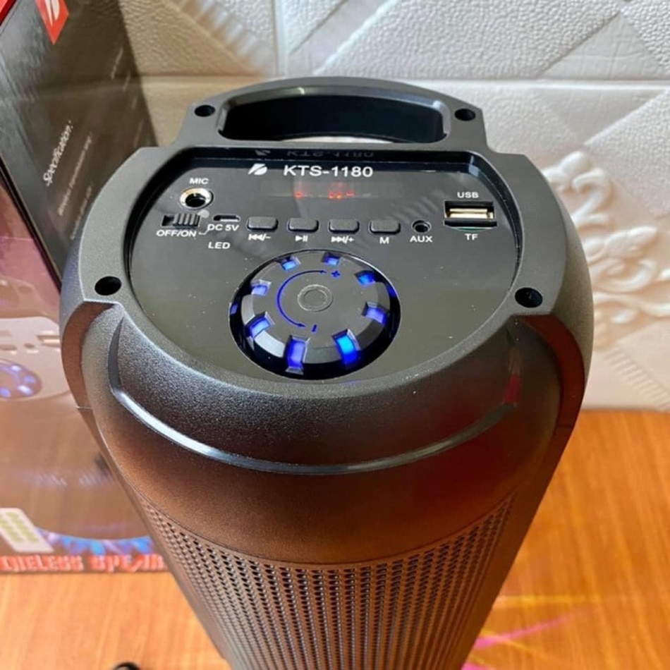 Преносима LED тонколона 1Tech, Модел KTS-1180, с Bluetooth, Micro SD ...