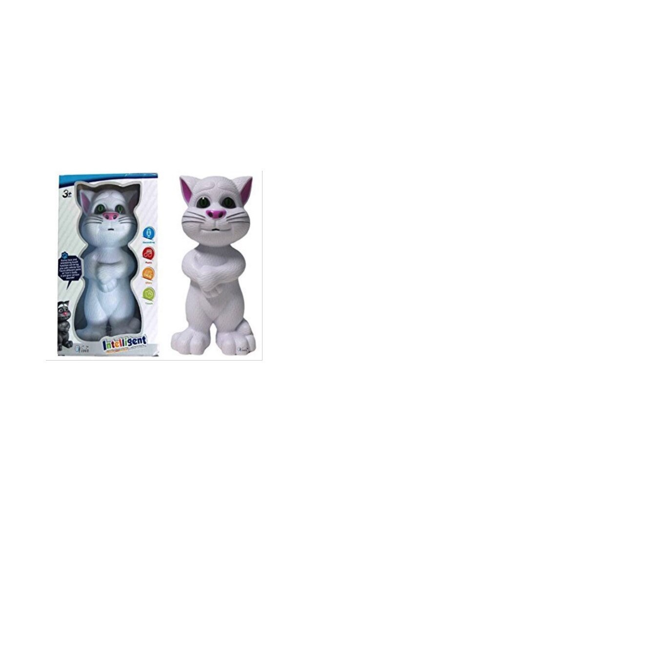 Jucarie interactiva Talking Tom, motanul inteligent, inaltime 25cm, alb ...