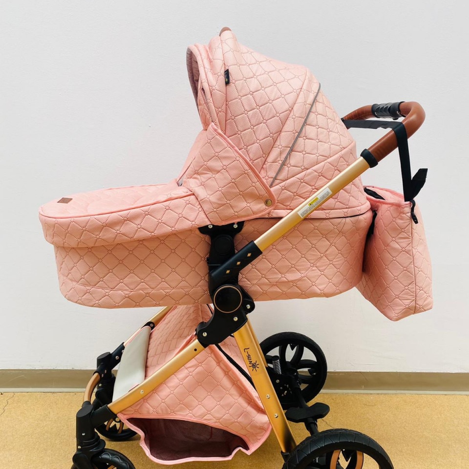 Carucior L-Sun T6, 3 in 1, suspensie pe roata, reversibil, Roz - eMAG.ro