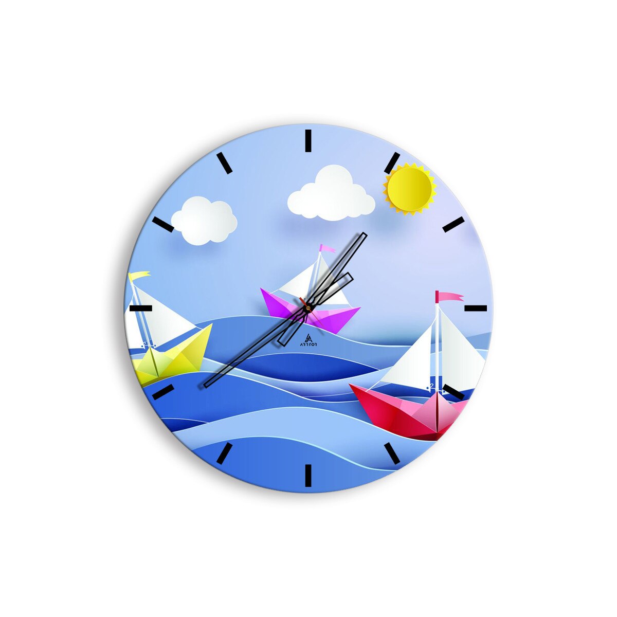 Ceas pe sticla 60x60 cm, Barcute din Hartie, C3AR60x60-2964 - eMAG.ro