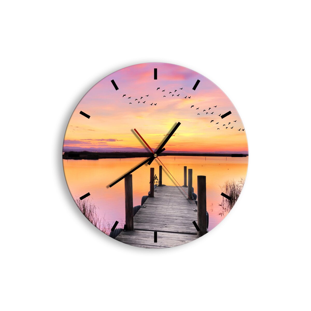 Ceas pe sticla 40x40 cm, Pod Pe Lac, C3AR40x40-3056 - eMAG.ro