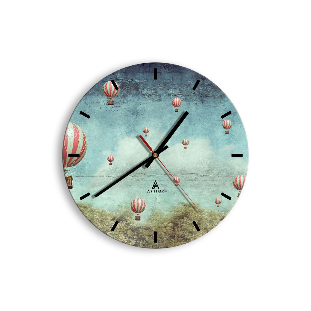 Ceas pe sticla 30x30 cm, Balone cu Aer Cald, C3AR30x30-3065 - eMAG.ro