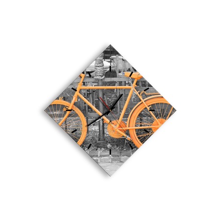 Ceas pe sticla 57x57 cm, Bicicleta Portocalie, C3AD40x40-3134 - eMAG.ro